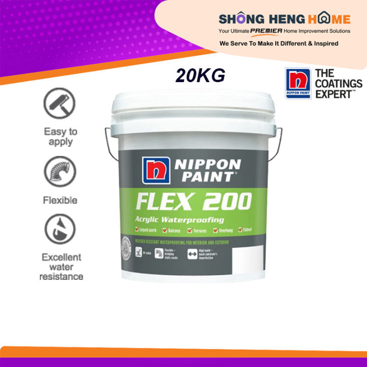 20KG Nippon Paint Flex 200 Arcylic Waterproofing - 145 White | Lazada