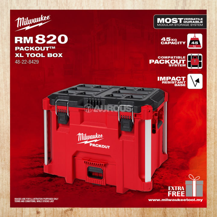 MILWAUKEE PACKOUT XL TOOL BOX UP TO 45KG CAPACITY (48-22-8429) | Lazada