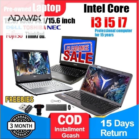 12/13.3/15.6 inches Used Laptop with Intel i3 i5 Processor and 4G Ram ...