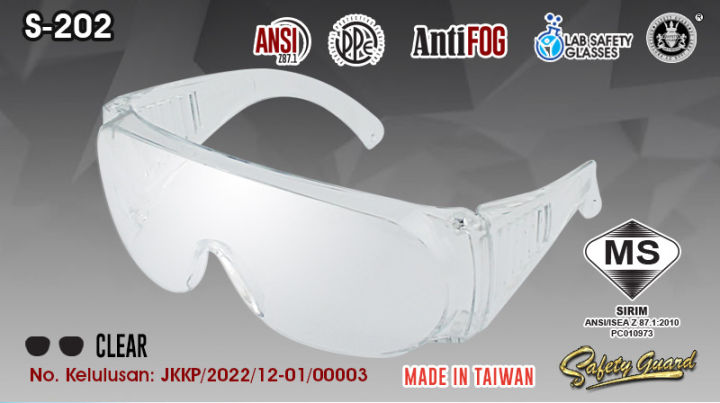 DOSH Sirim Approval Safety Glasses S-202 Safety Guard Over Specs Anti ...