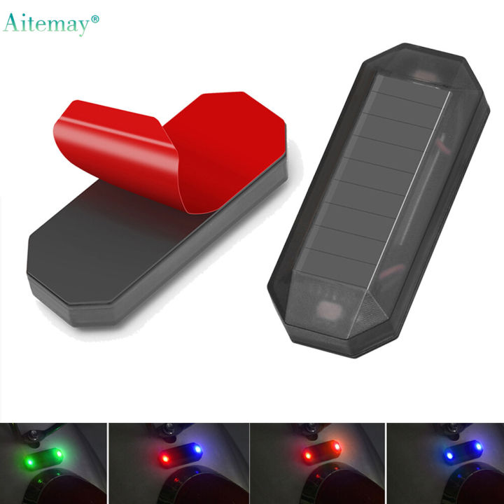 Aitemay Mini Solar Power Car LED Warning Light Night Security Simulated ...