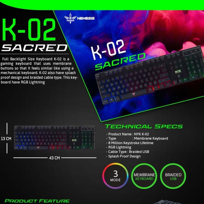 NYK Keyboard Gaming K02 K-02 Full Backlight | Lazada Indonesia