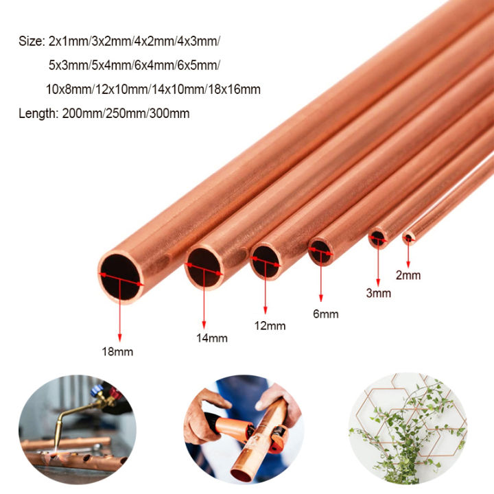 Copper Tubes Rod 1-16mm Internal Diameter 300mm/200mm/250mm Long ...
