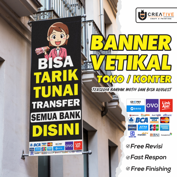 Spanduk / Banner Tarik Tunai Transfer Semua Bank | Lazada Indonesia