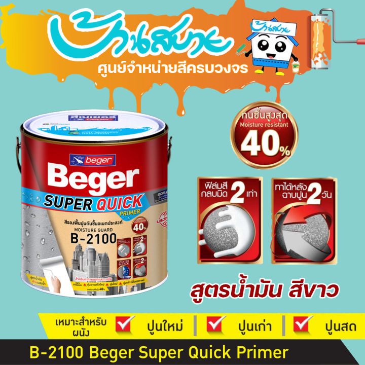 สีรองพื้น กันชื้น Beger Super Quick B-2100 สีรองพื้นปูนอเนกประสงค์ ทนชื้น40% ทาหลังฉาบปูนได้ ...