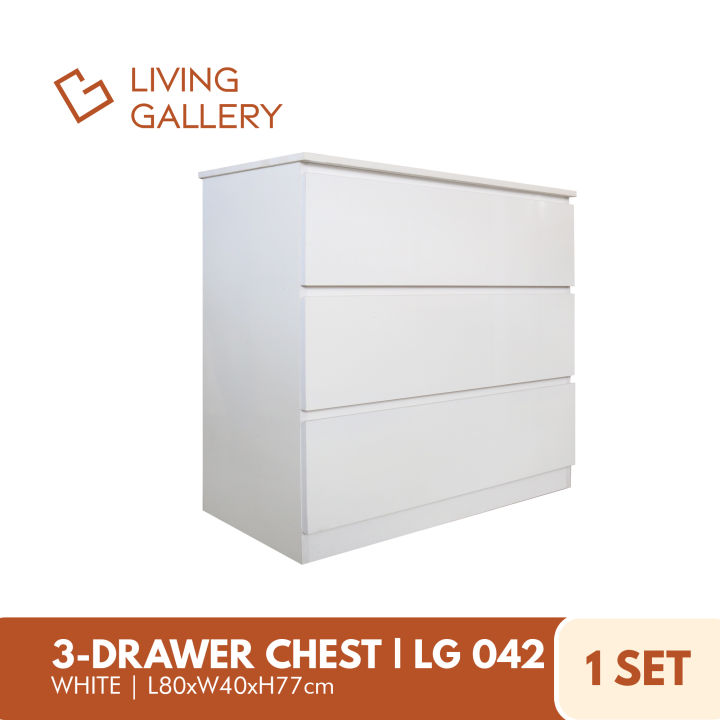 Living Gallery 3-Drawer Chest | L80xW40xH77cm | Easy To Assemble | Suitable For Any Room | LG ...