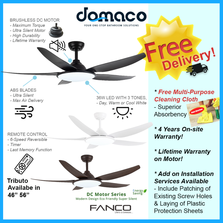 Fanco Tributo DC Ceiling Fan with 36W LED RGB Light Kit and Remote ...
