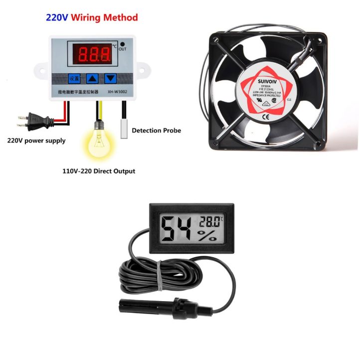 220V Thermometer for Incubator Blower fan XH-W3002 Digital thermostat ...