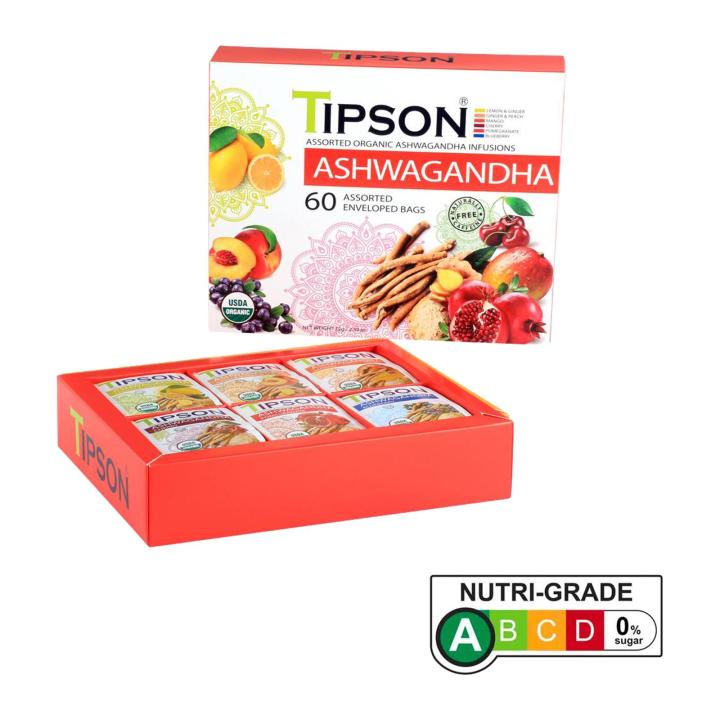 Tipson Organic Ashwagandha Assorted Caffeine-Free Herbal Infusions ...