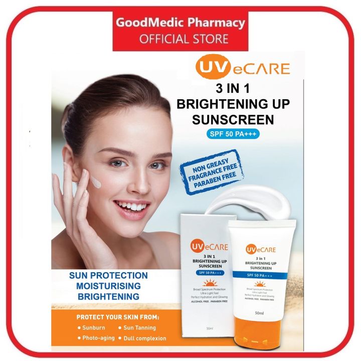 UVeCARE 3 IN 1 Brightening Up Non-Greasy Sunscreen SPF50 PA+++ 50ml ...
