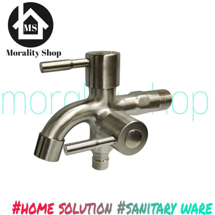kran cabang stainless doff model engkol stik minimalis MY05 / keran shower mandi dan mesin cuci ...