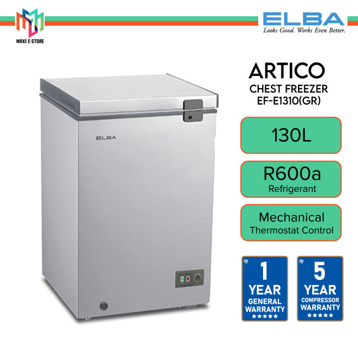 Elba ARTICO EF-E1310(GR) Chest Freezer 130L R600a Mechanical Thermostat ...
