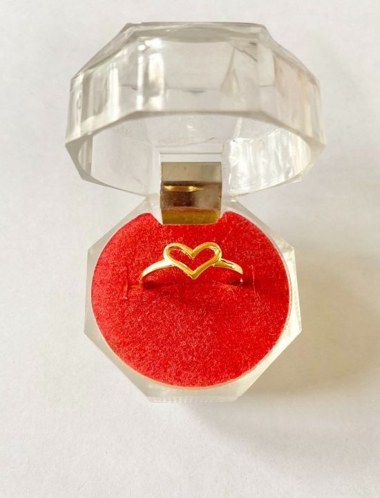 Pawnable 18K Saudi Gold Mini Hollow Heart Ring | Lazada PH