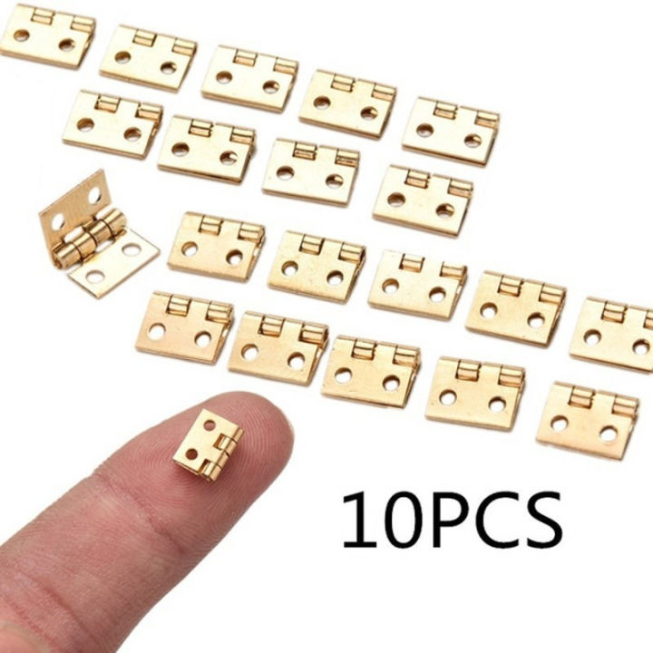 10 Pcs/Set Mini Copper Hinge Folding Small Brass Hinge with Nail Wooden ...