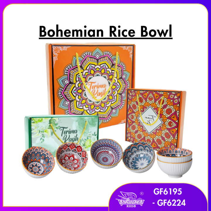BOHEMIAN STYLE RICE BOWL/ PORCELAIN BOWL/ CERAMIC BOWL/ SOUP BOWL ...