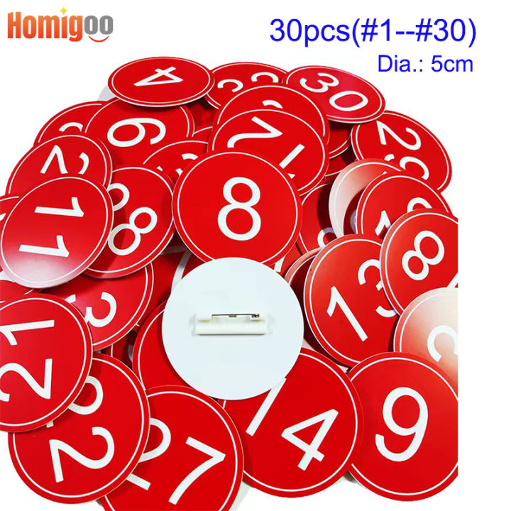 Homigoo 30pcs Plastic Number Plate Round Sticker Draft Number Display ...