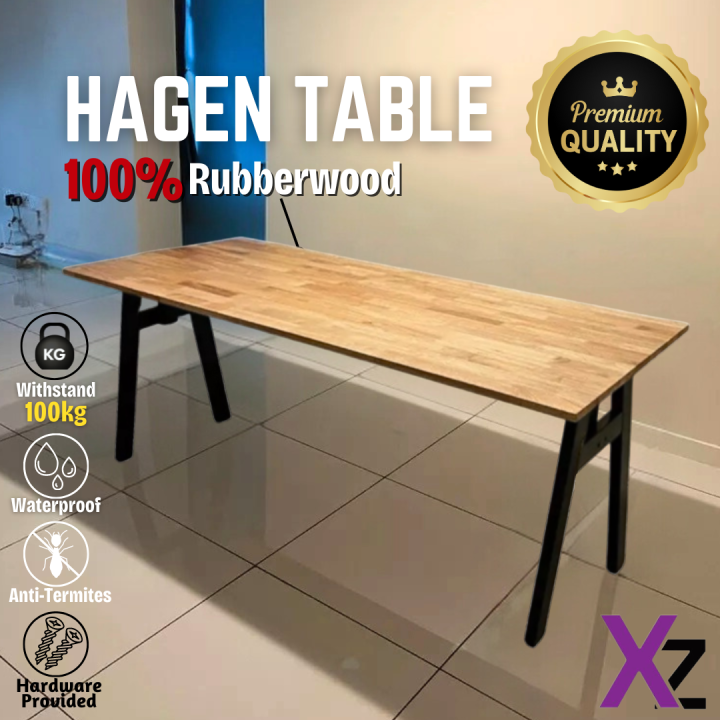 XZ Hagen Table made of 100% Solid Wood Rubber Wood Modern look Stable ...