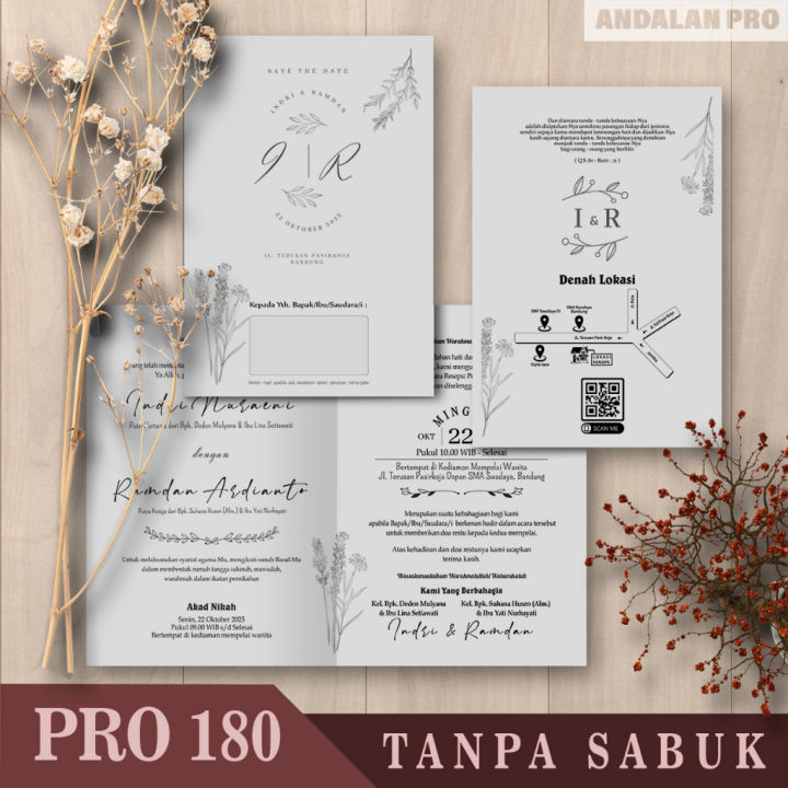 (50 PCS) PRO 180 Lipat 2 Plus Sabuk - Cetak Undangan Grayscale/Hitam ...