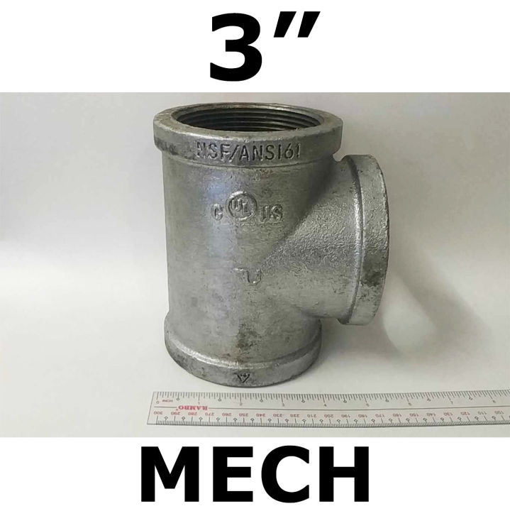 MECH GI TEE 3" SCH40 STANDARD GALVANIZED IRON