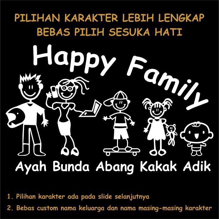 CUTTING STICKER HAPPY FAMILY / MUSLIM FAMILY WARNA POLOS STIKER CUSTOM ...