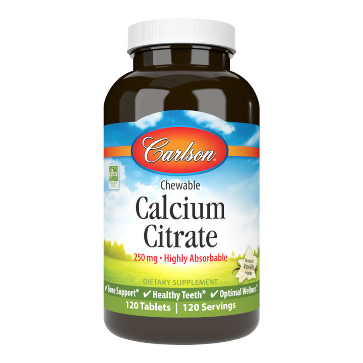 Carlson Chewable Calcium Citrate 250mg Highly Absorbable Natural ...