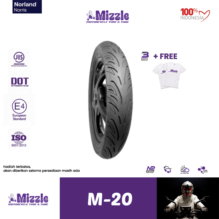 Ban Motor Mizzle M20 90/90-14 Tubeless Free Pentil! | Lazada Indonesia