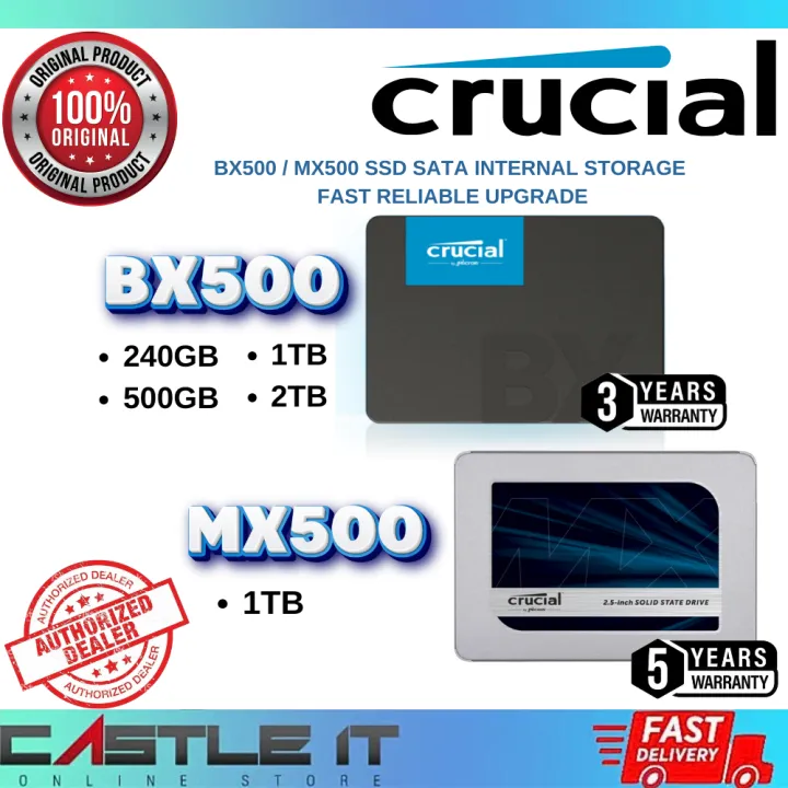 Crucial BX500 / MX500 240GB 500GB 1TB 2TB SSD Sata Internal Storage Fast Reliable Upgrade | Lazada