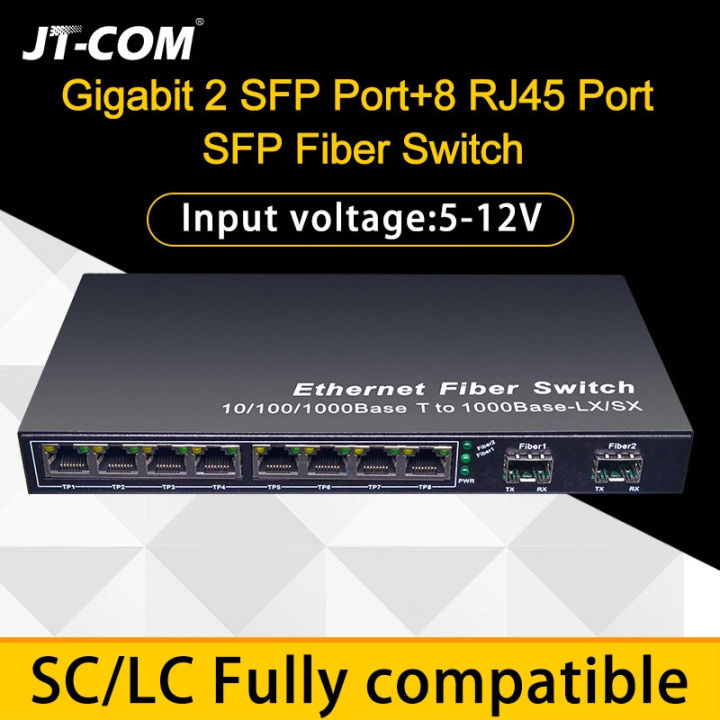 JT-COM Gigabit Ethernet SFP Fiber Switch 1000Mbps SFP Media Converter 2 ...