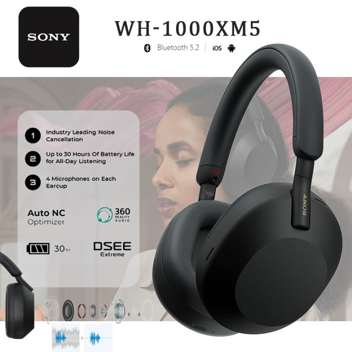 Support Warranty 】Original Sony WH1000XM5 Bluetooth Headphones Noise ...