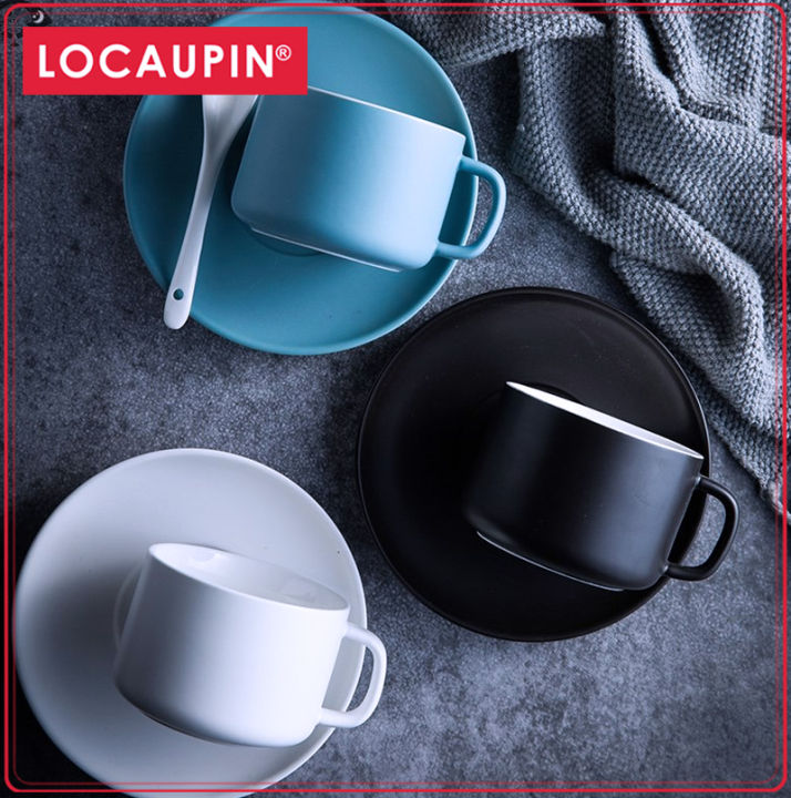 Locaupin Ceramic Tea Cups and Saucers,with Gold Trim Cappuccino Cups ...