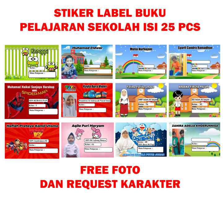 Label Nama Buku Tulis stiker buku ukuran 9x5 cm Isi 25 Pcs | Lazada ...