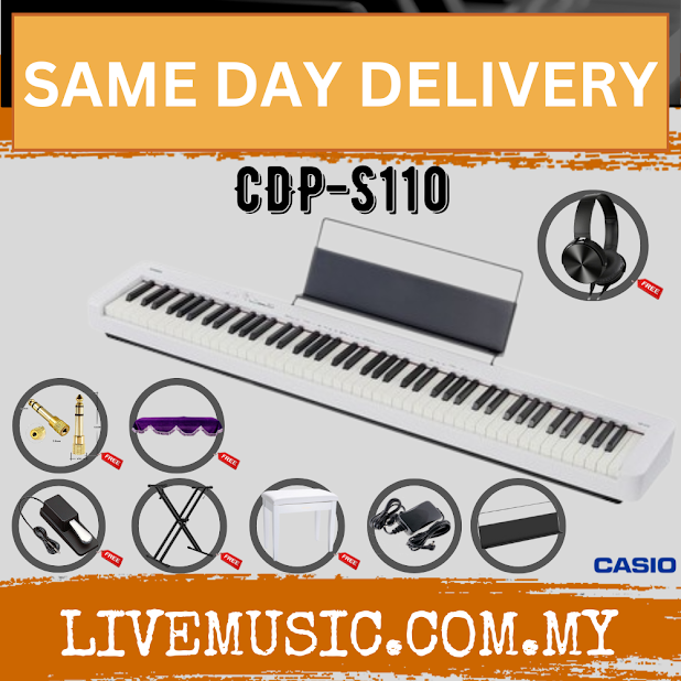 Casio CDP-S110 88-key Digital Piano & Headphone - White ( CDPS110 / CDP ...