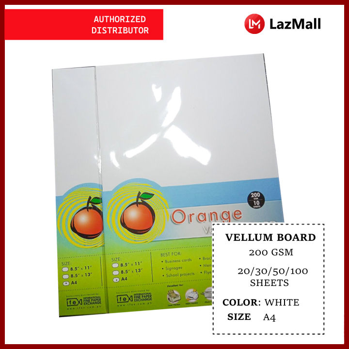 Vellum Board White Specialty Board 200gsm Size A4 20/30/50/100s | Lazada PH