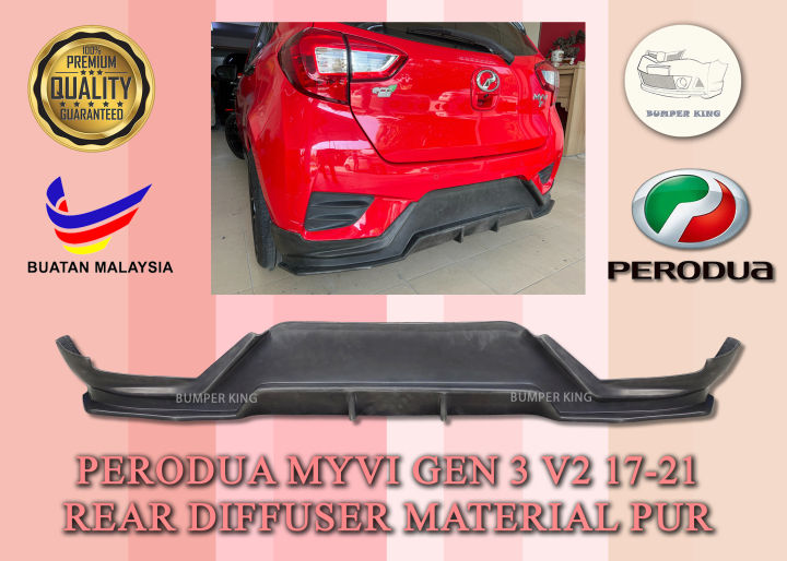 PERODUA MYVI GEN 3 V2 REAR DIFFUSER 17-21 WITH GEAR UP SKIRT AND PLATE ...