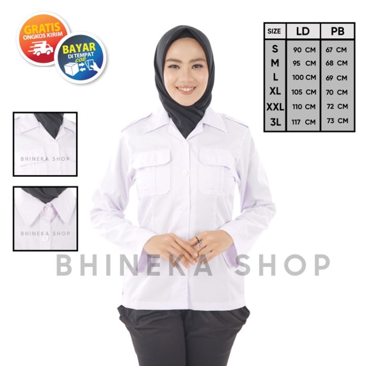 Kemeja Putih Pns Wanita Baju Pdh Putih V-NECK Wanita Kemeja Kerja ...