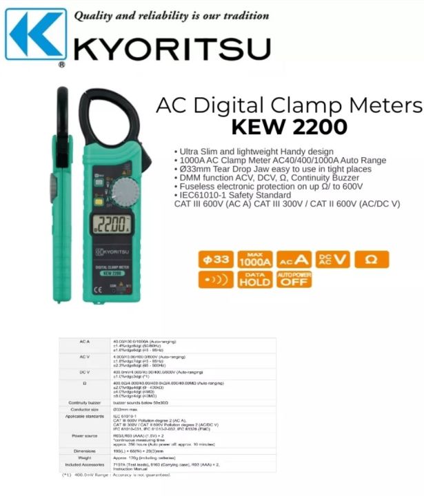 KYORITSU 2200 Digital Clamp Meter | Lazada