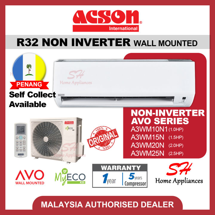 ACSON R32 Air-conditioner AVO Non-Inverter Aircond A3WM/A3LC 1.0HP 1 ...