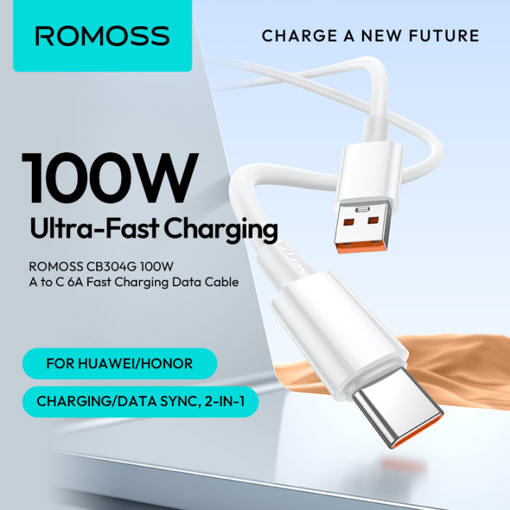 Romoss CB304G 100W Super Fast Charging Cable USB to Type-C/USB-C 480Mbps 6A Fast Transfer Data ...