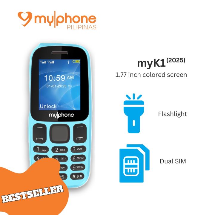 MyPhone myK1 Basic Phone 1.77" Screen Wireless FM Radio Bluetooth ...