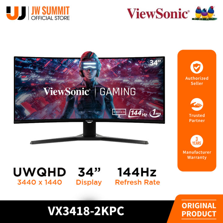 ViewSonic VX3418-2KPC 34” Ultrawide QHD 144Hz VA Technology 1ms ...