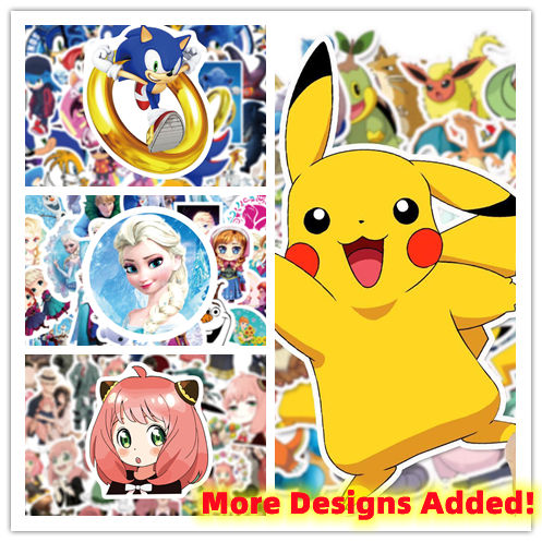 [SG] 50pcs Cartoon Character waterproof Stickers Anime Pokemon Dinosaur ...