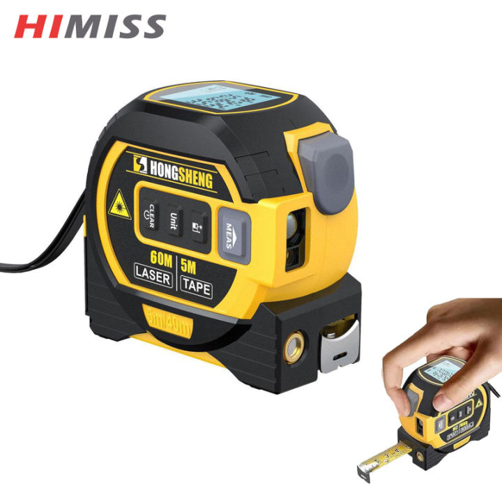 HIMISS 3-in-1 Digital Tape Measure, 196 Feet Battery Measure Distance ...
