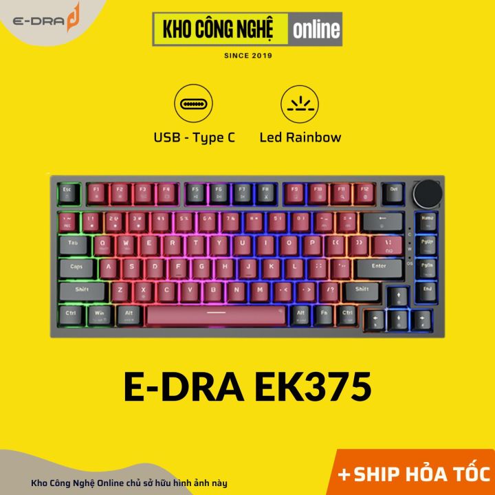 Bàn phím cơ E-DRA EK375 có núm xuay (Hàng Chính Hãng) | Lazada.vn