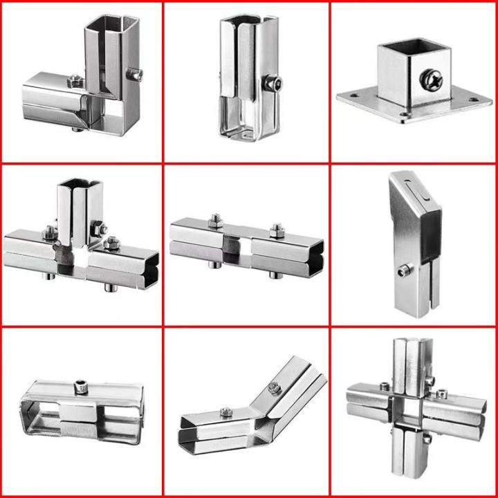 20/25/30mm Stainless Steel Square Tube Connectors (Two-Way, Three-Way ...