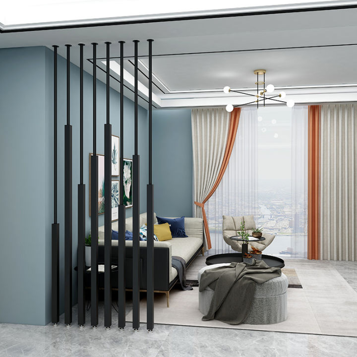 Luxurious wrought iron perforated-free column screen partitions the ...