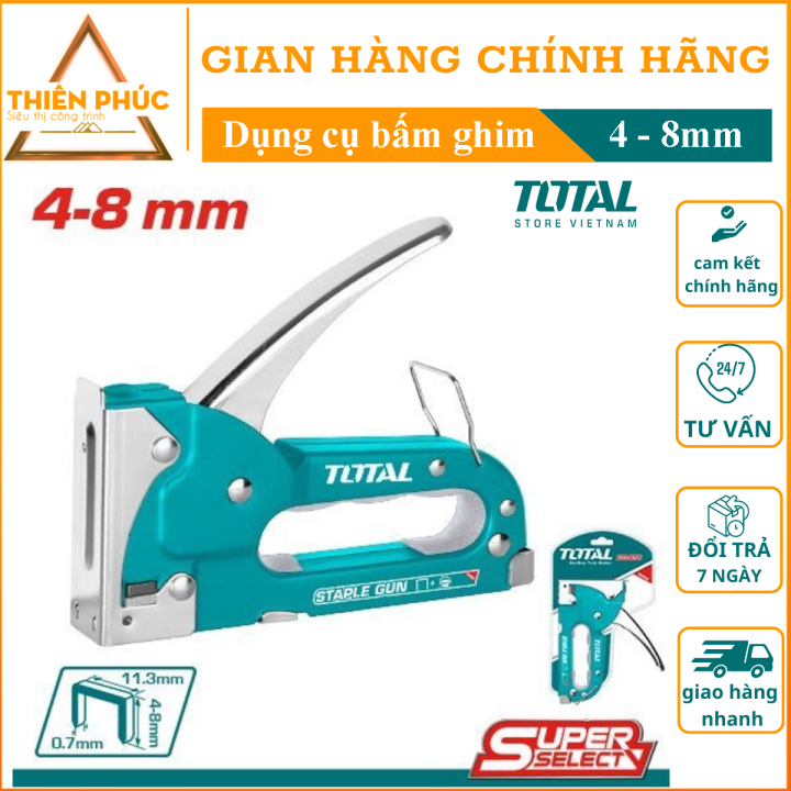Kìm bấm ghim Total THT31140 4-8mm, dụng cụ bấm ghim, đóng tập sách vở ...