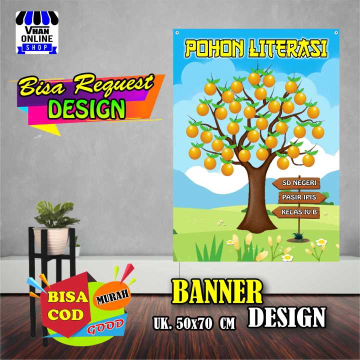 Spanduk Banner Pohon Literasi Sekolah Motif Buah Jeruk Bagus Keren ...