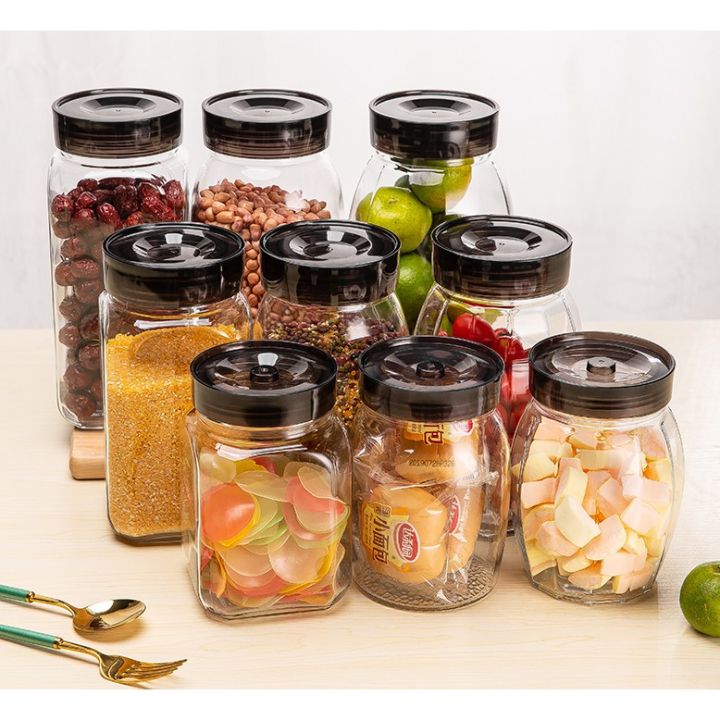 Delisoga Deli Glassware Sealed Jar Glass Storage Jar for Food Candy ...