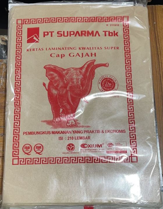 Kertas Bungkus Nasi Cap Gajah Merah Dengan Isi 210 Lembar | Lazada ...