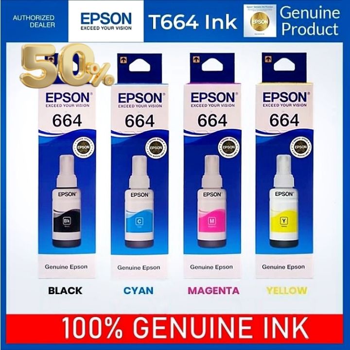 Epson หมึกแท้รุ่น T664 Ink Bottle (70ml) BK / C / M / Y แ: L100 / L110 ...